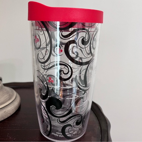 tervis | Dining | Tervis Tumbler Black Swirl Cup 6 Oz With Red Lid ...